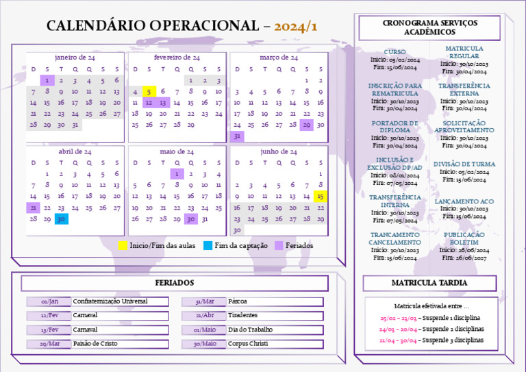 Calendário Operacional 2024/1 | PDF