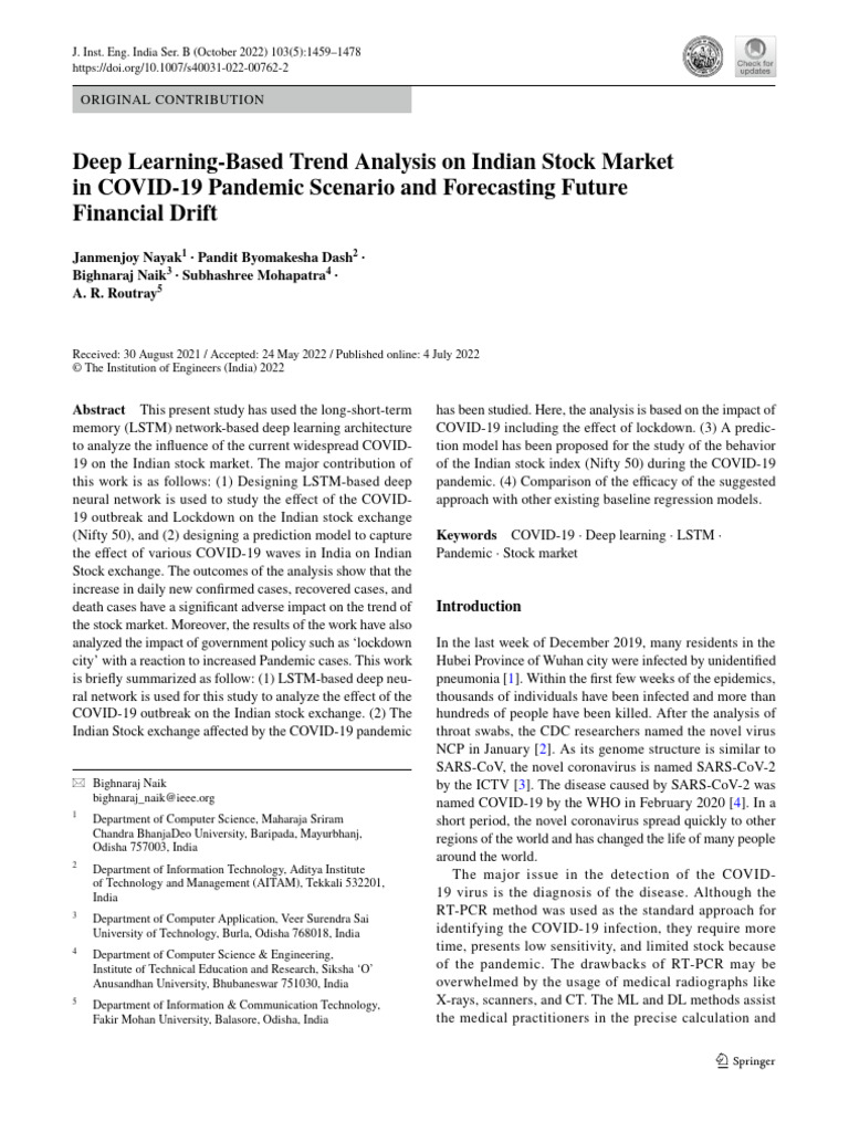 s40031-022-00762-2 | PDF | Stock Market | Forecasting