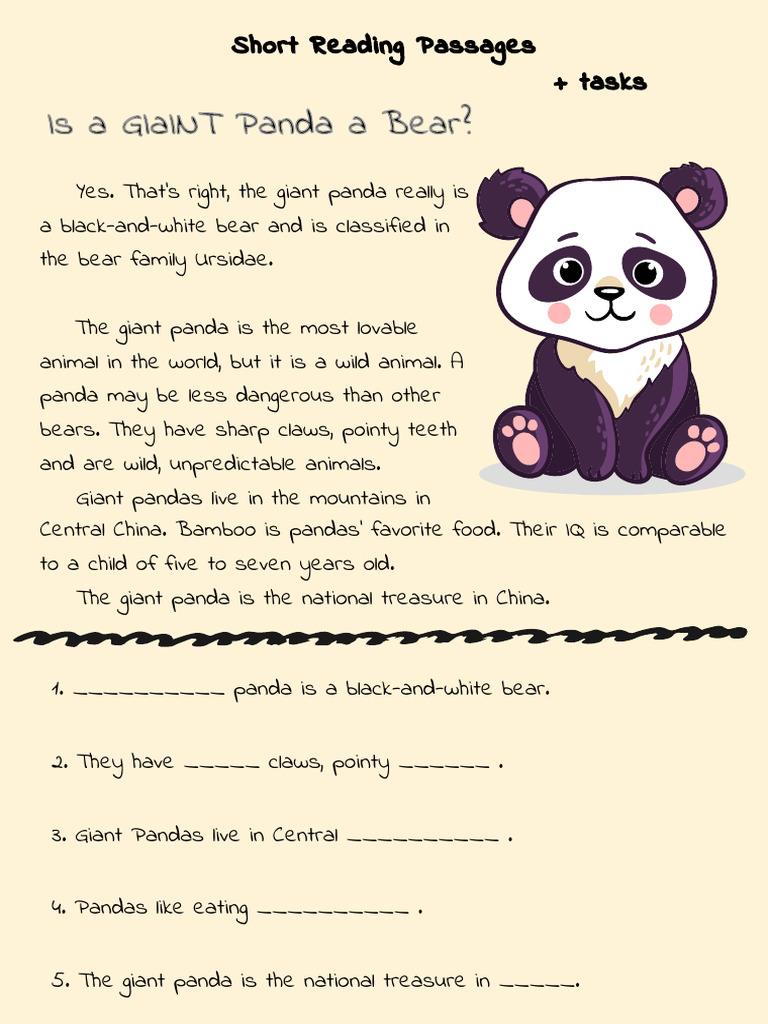 Reading Compre-Giant Panda | PDF