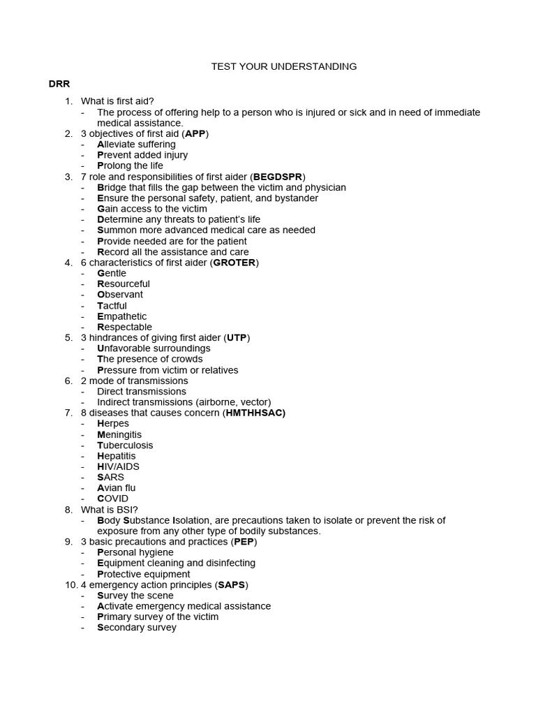 Test Your Understanding | PDF | Cardiopulmonary Resuscitation | Burn