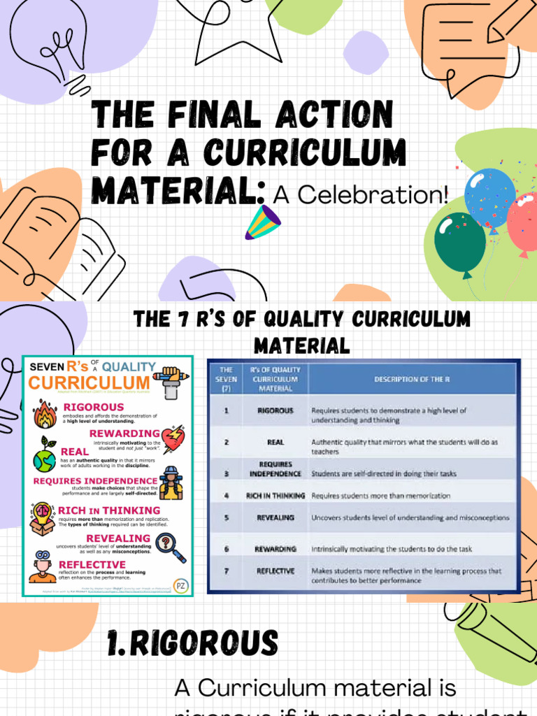 The Final Action For A Curriculum Material | PDF