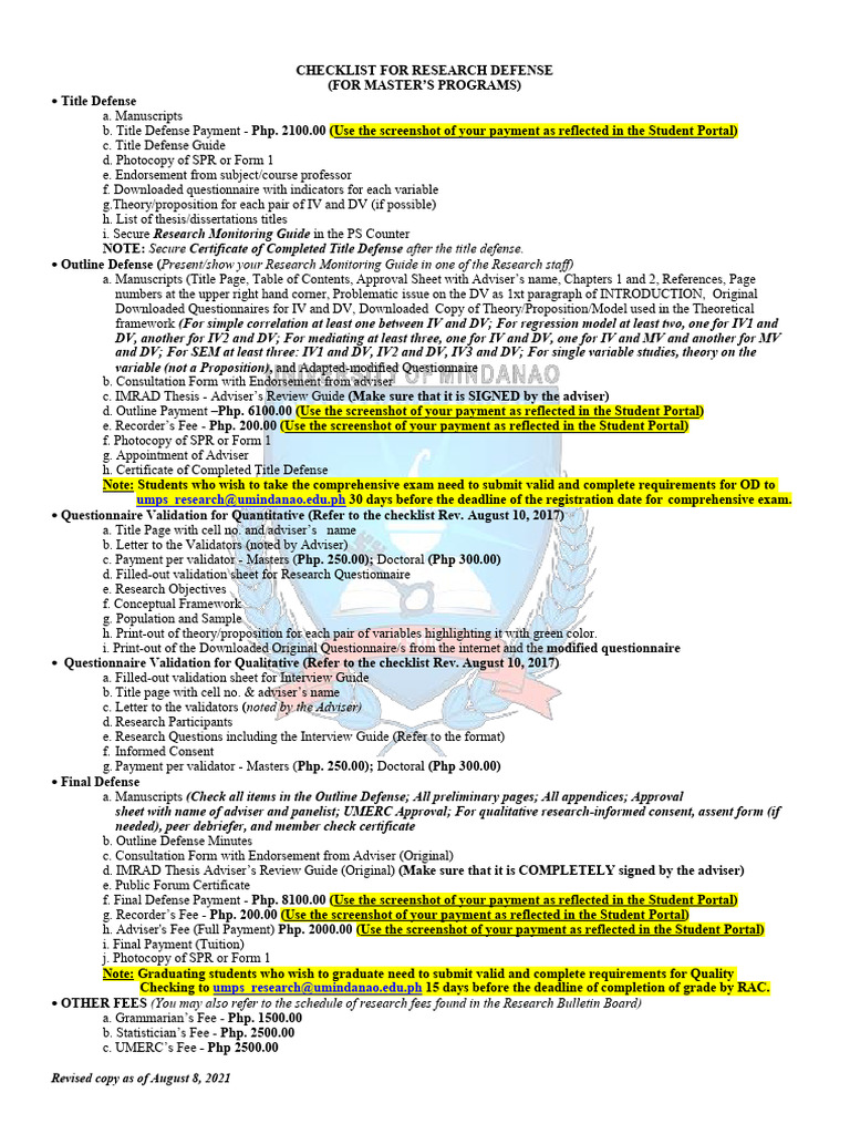Checklist - General Masteral Program | Download Free PDF | Thesis