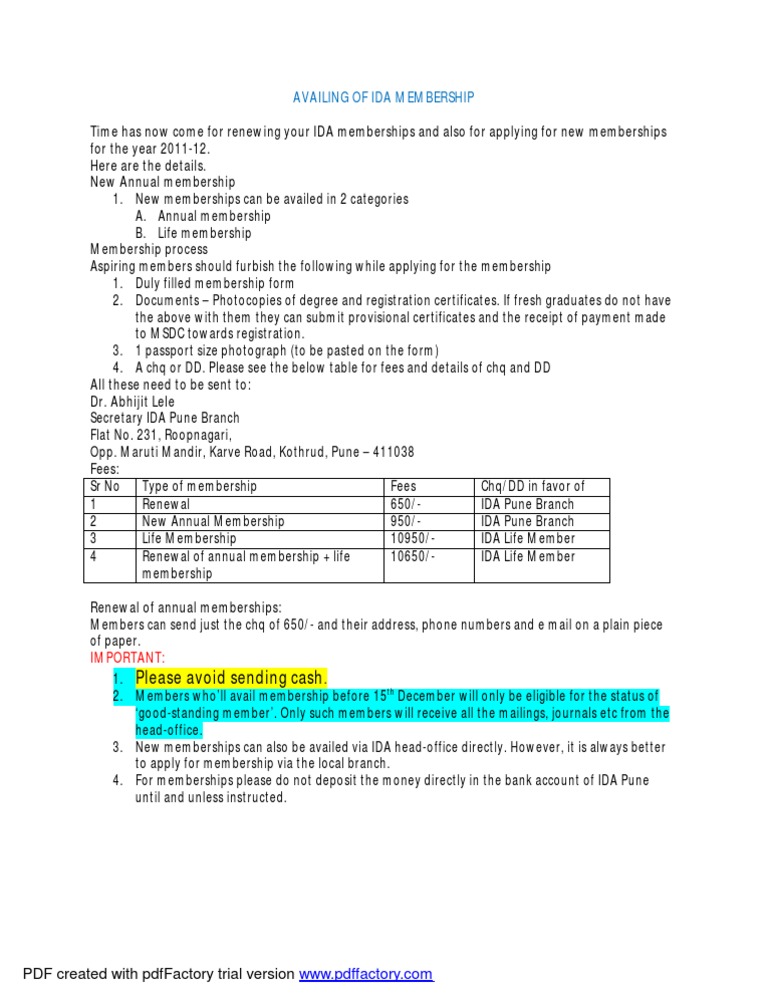 IDA Membership Renewal Guide | PDF | Finance & Money Management
