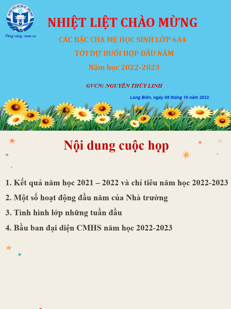 Họp Cmhs Đầu Năm 2022 - 2023 | PDF