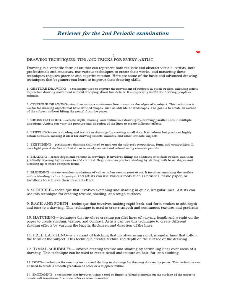 Tle Illustration Reviewerfp | PDF | Drawing | Techniques