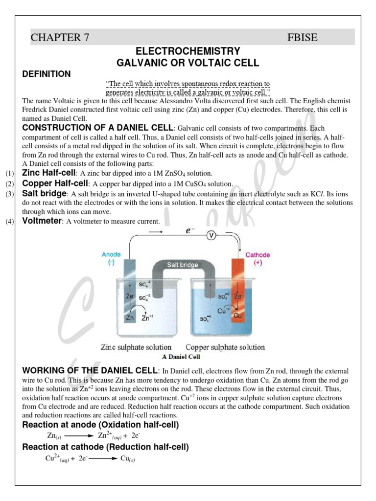 Daniell Cell and Galvanic Cell Overview | PDF | Redox | Anode
