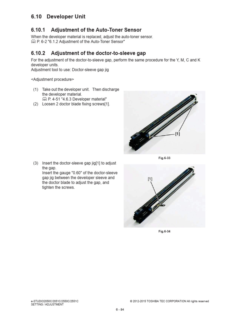 6.10 Developer Unit: 6.10.1 Adjustment of The Auto-Toner Sensor | PDF ...