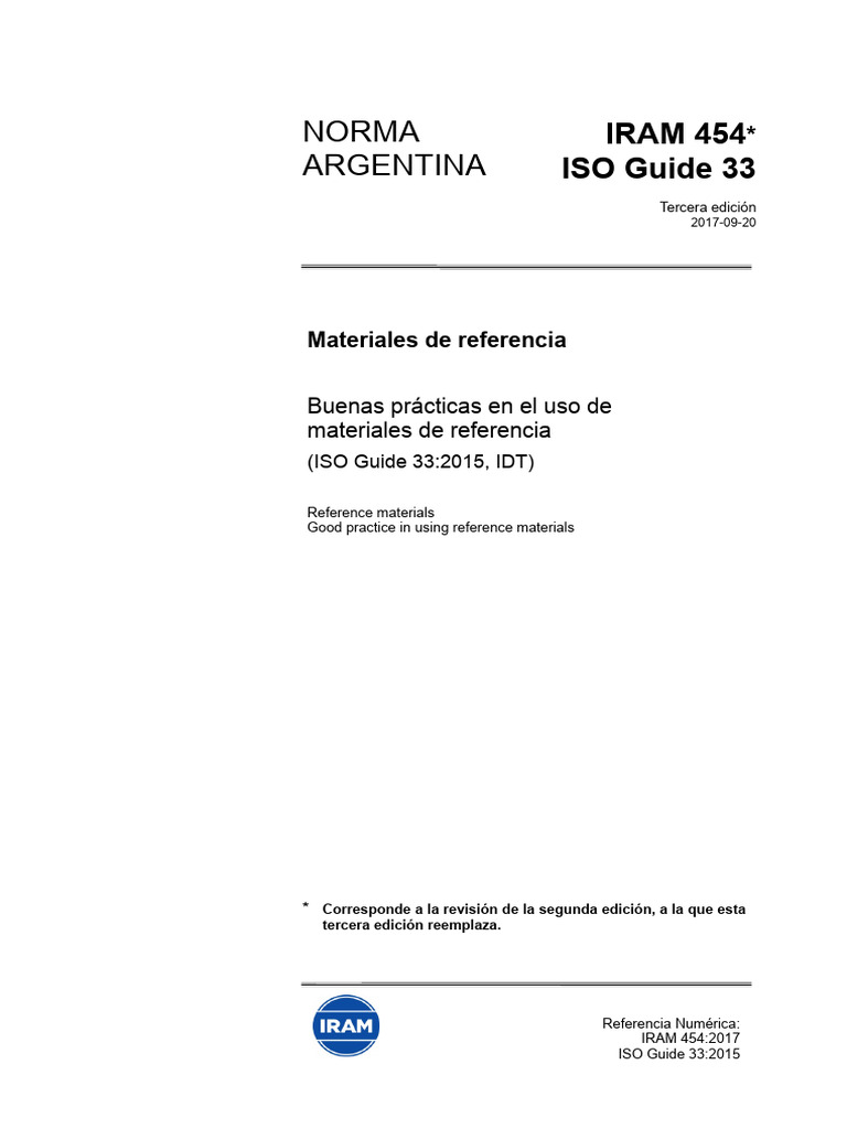 IRAM 454 - ISO GUIDE 33 - Buenas Prácticas en El Uso de Materiales de ...