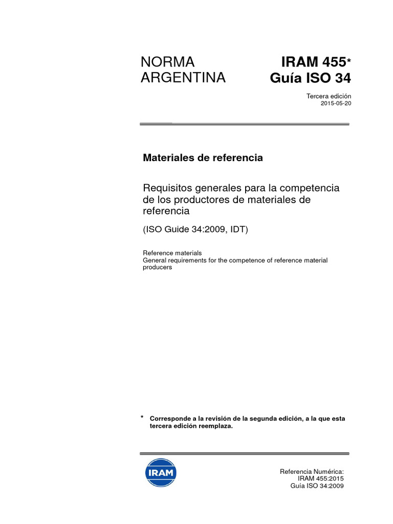 IRAM 455 - ISO GUIDE 34 - Requisitos Generales para La Competencia de ...