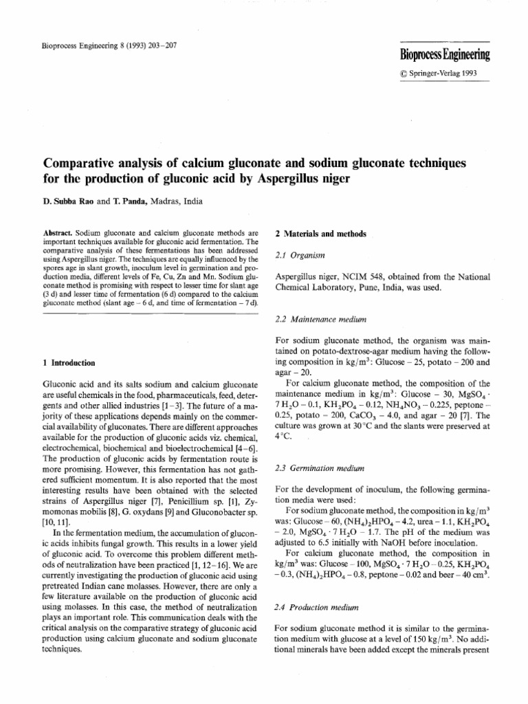 Subbarao 1993 | Download Free PDF | Glucose | Catalysis