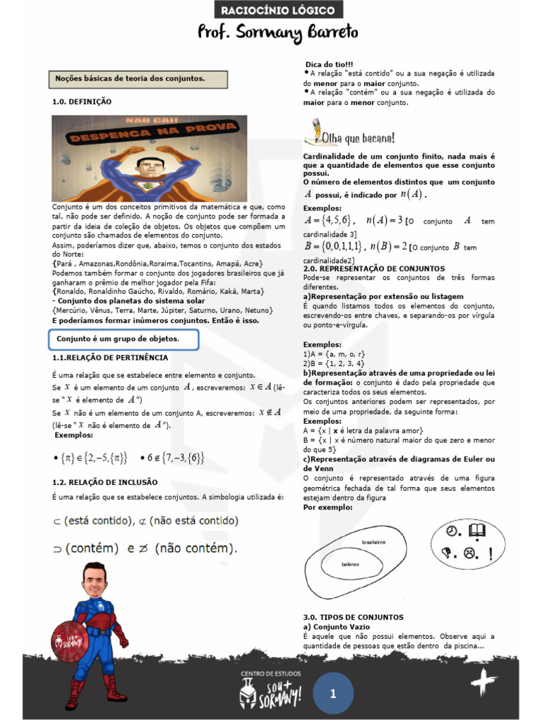 Noções Básicas de Conjuntos | PDF | Conjunto (Matemática) | Matemática