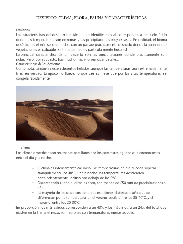 Hoja De Trabajo Sobre El Bioma Del Desierto Presentación Desierto