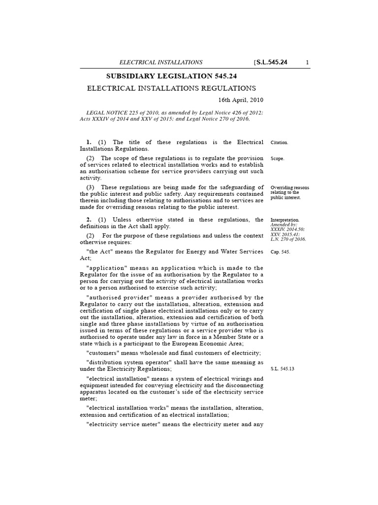 Electrical Installations Regulations Guide | PDF | Electrical Wiring ...