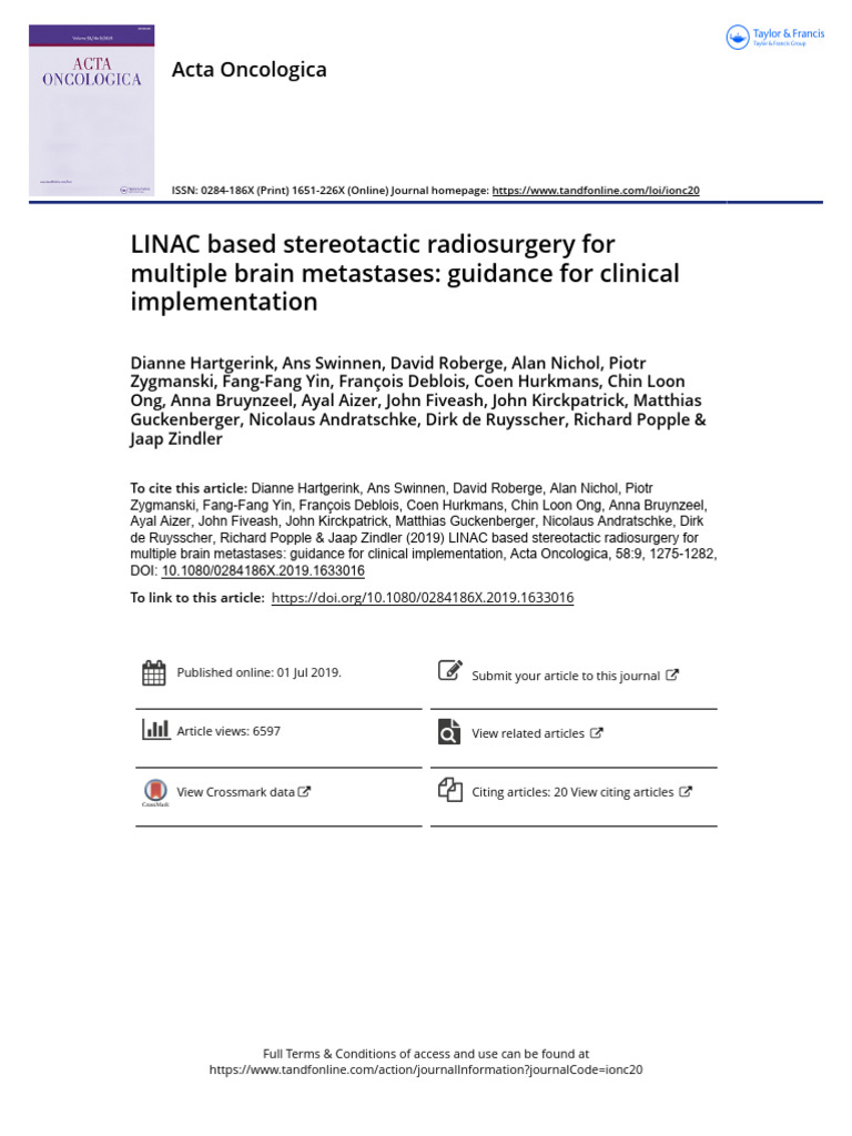 SRS Linac Based Clinical Implementation | PDF | Radiation Therapy ...