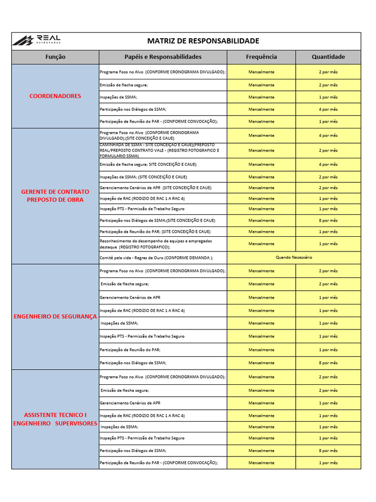 Matriz de Responsabilidade Por Função | PDF