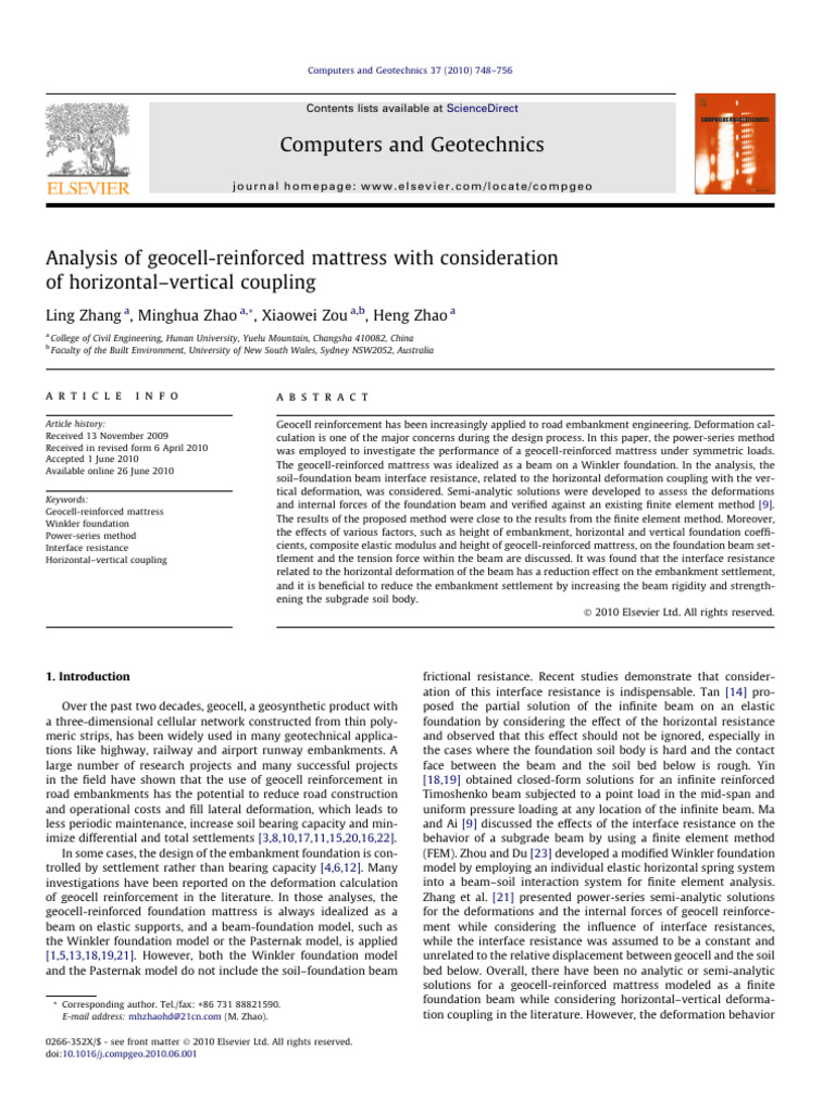 Analysis of Geocell-reinforced Mattress With Consideration | PDF | Beam (Structure) | Civil ...