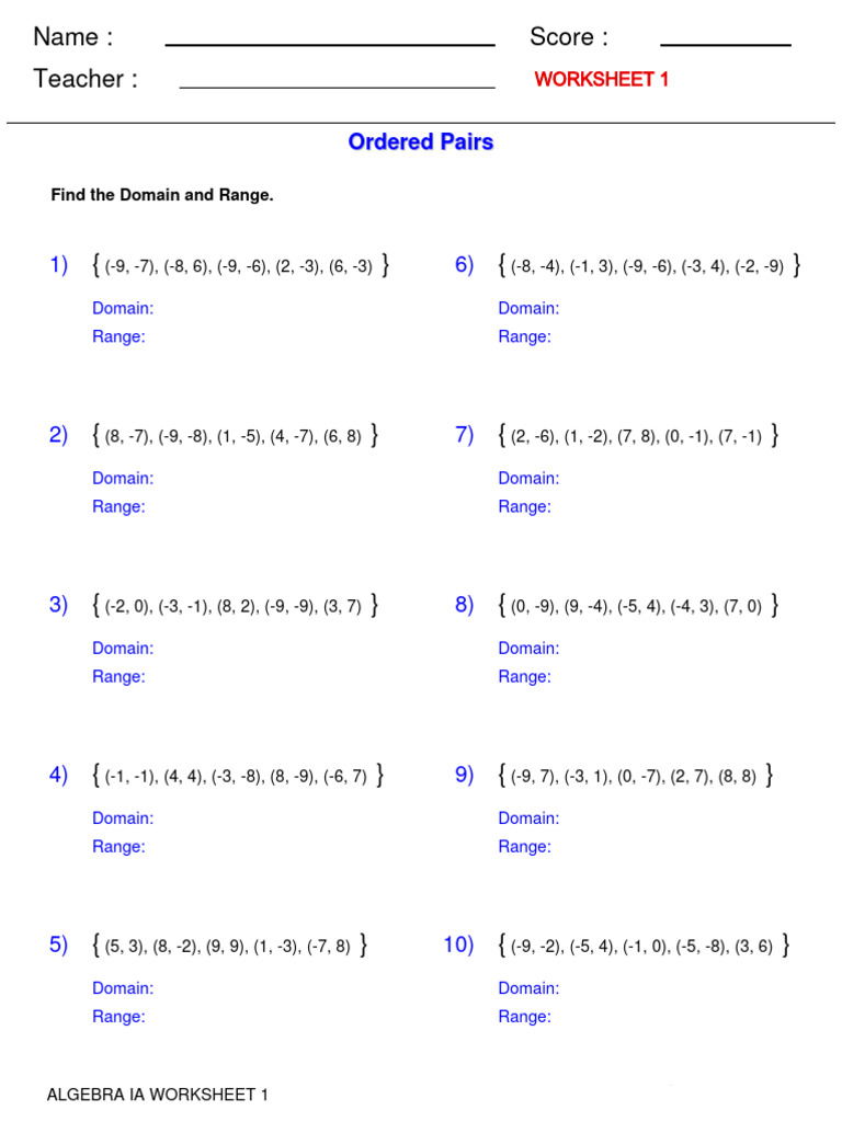Alg 1a Domain-Range-Version 1 | PDF