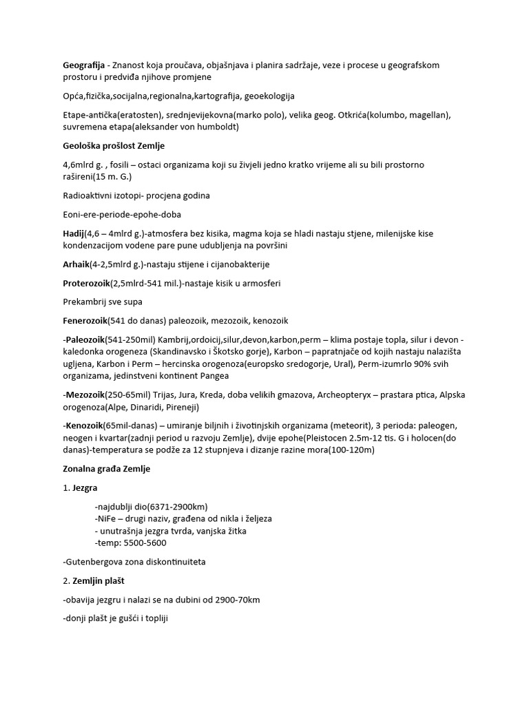 Ponavljanje Geografija 1 Raz Srednje | PDF