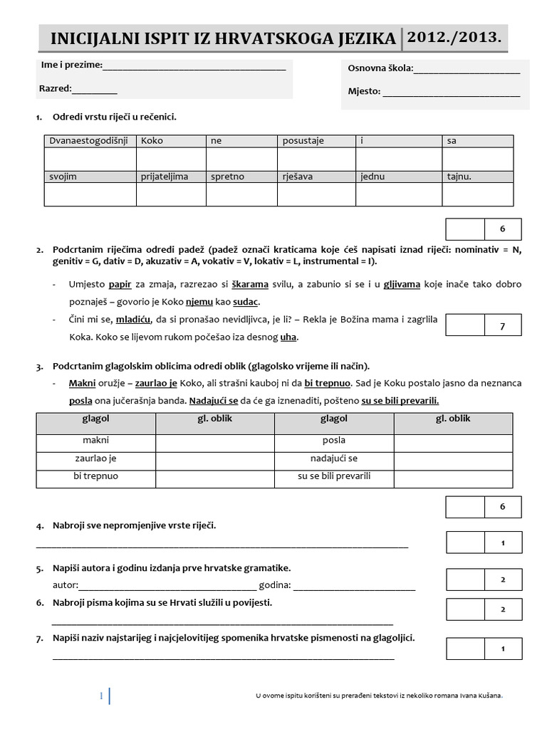 Inicijalna Provjera Znanja 2012 | PDF