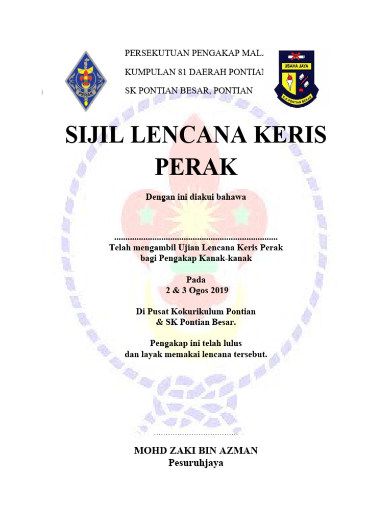 Sijil Keris Perak | PDF