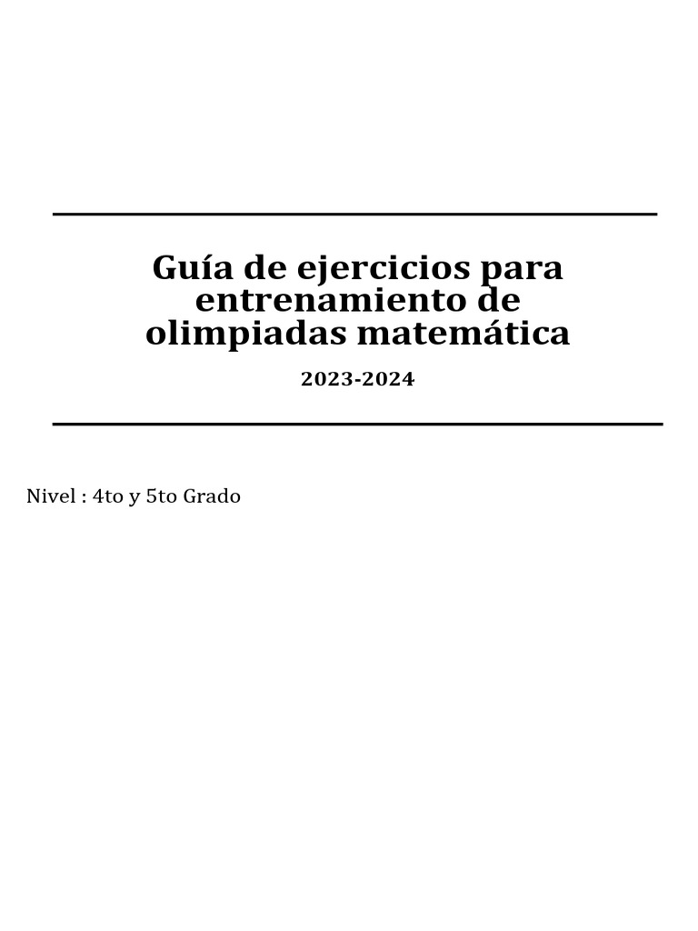 Guía 1 de Ejercicios para Entrenamiento de Olimpiadas Matemática 4to ...