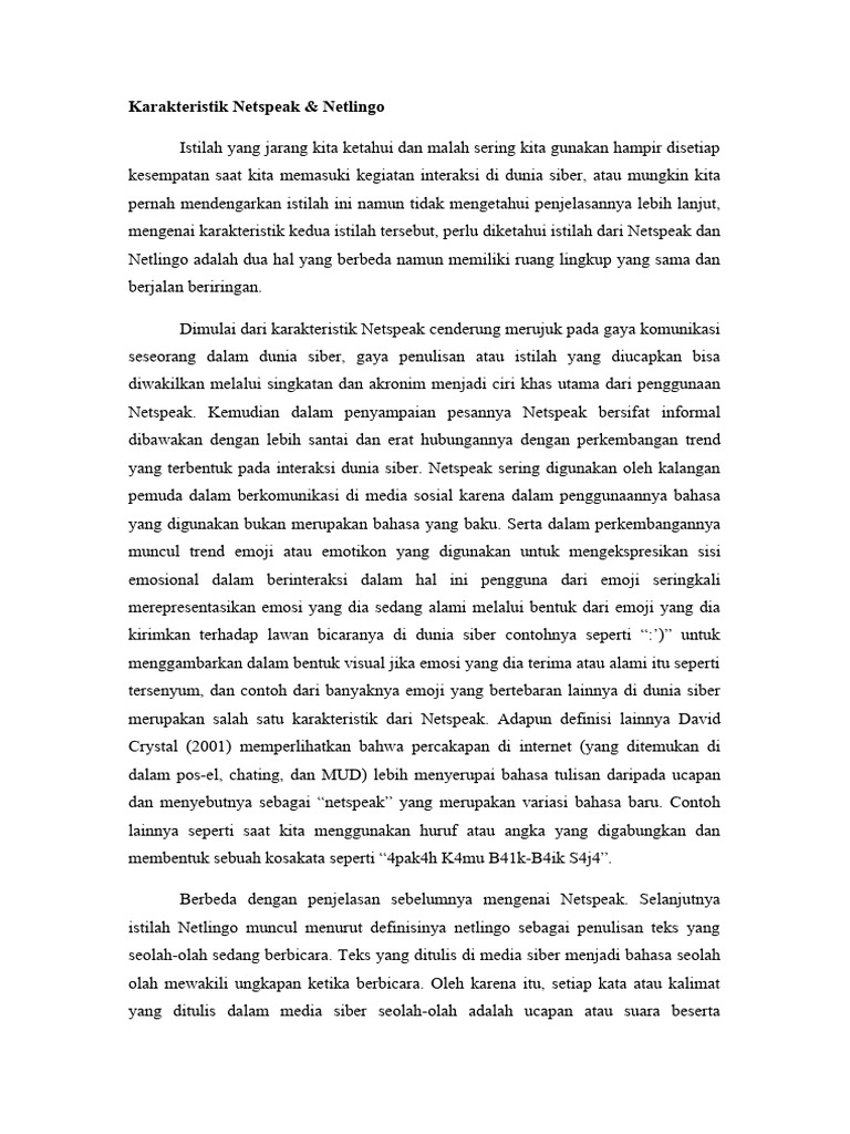 Karakteristik Netspeak & Netlingo | PDF