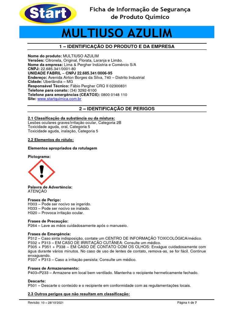 Fispq - Multiuso Azulim | PDF | Química | Ciências Físicas