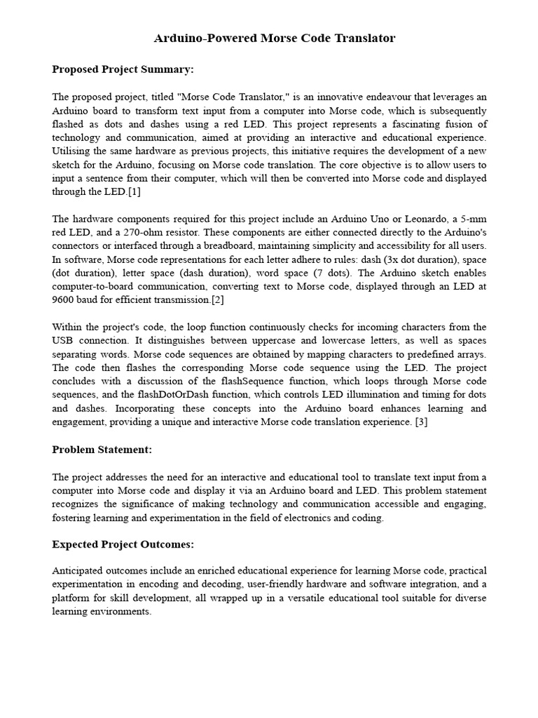 Arduino-Powered Morse Code Translator | PDF