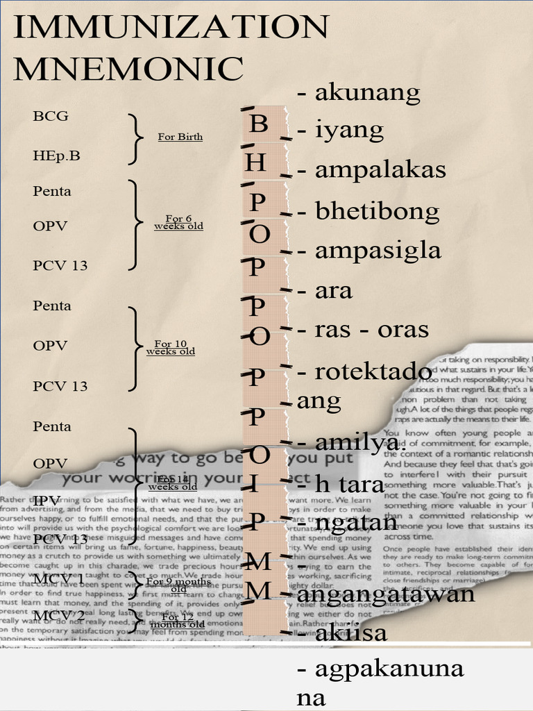 Immunization Mnemonics | PDF
