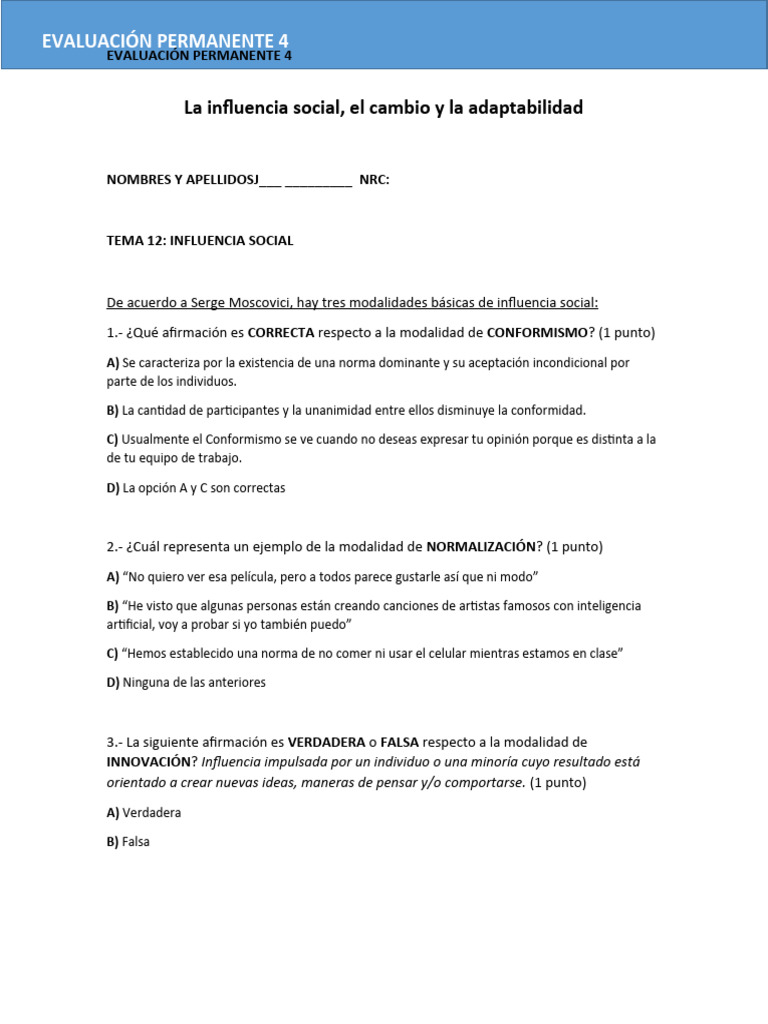 Ejemplos de Influencia Social y Conformidad | PDF | Conformidad