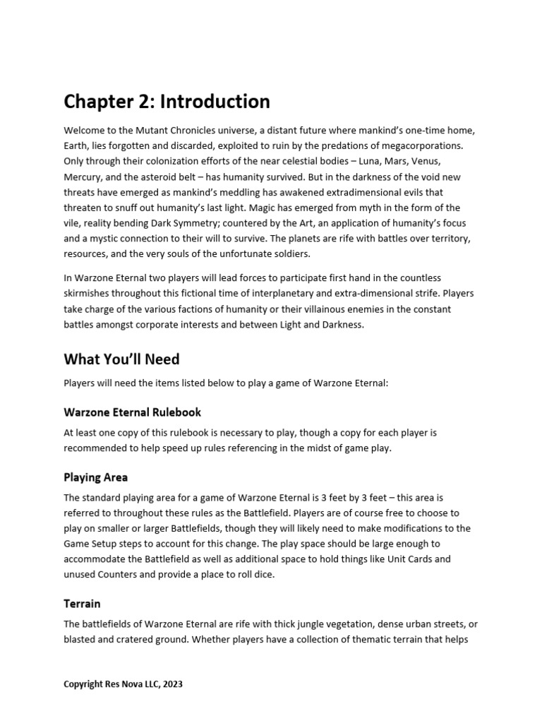 Warzone Eternal Beta Rules Document v2 112023 | PDF