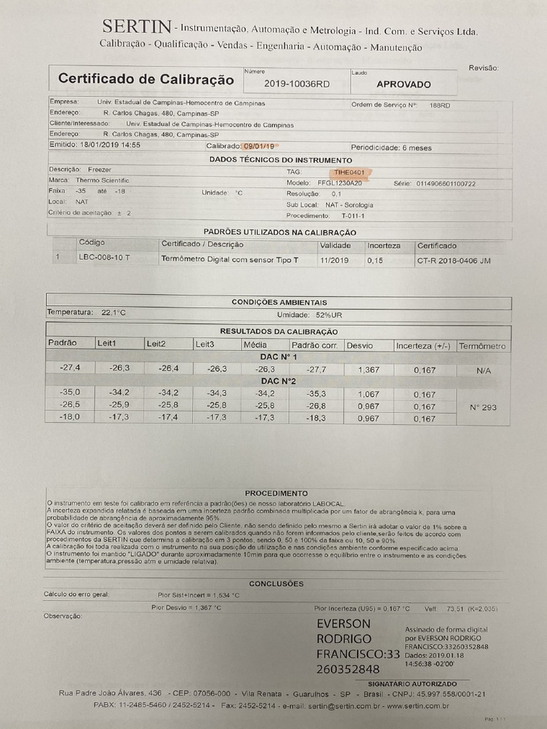 Freezer Sample Storage TIHE0401 09 Jan 2019 - 09 Jul 2019 | PDF