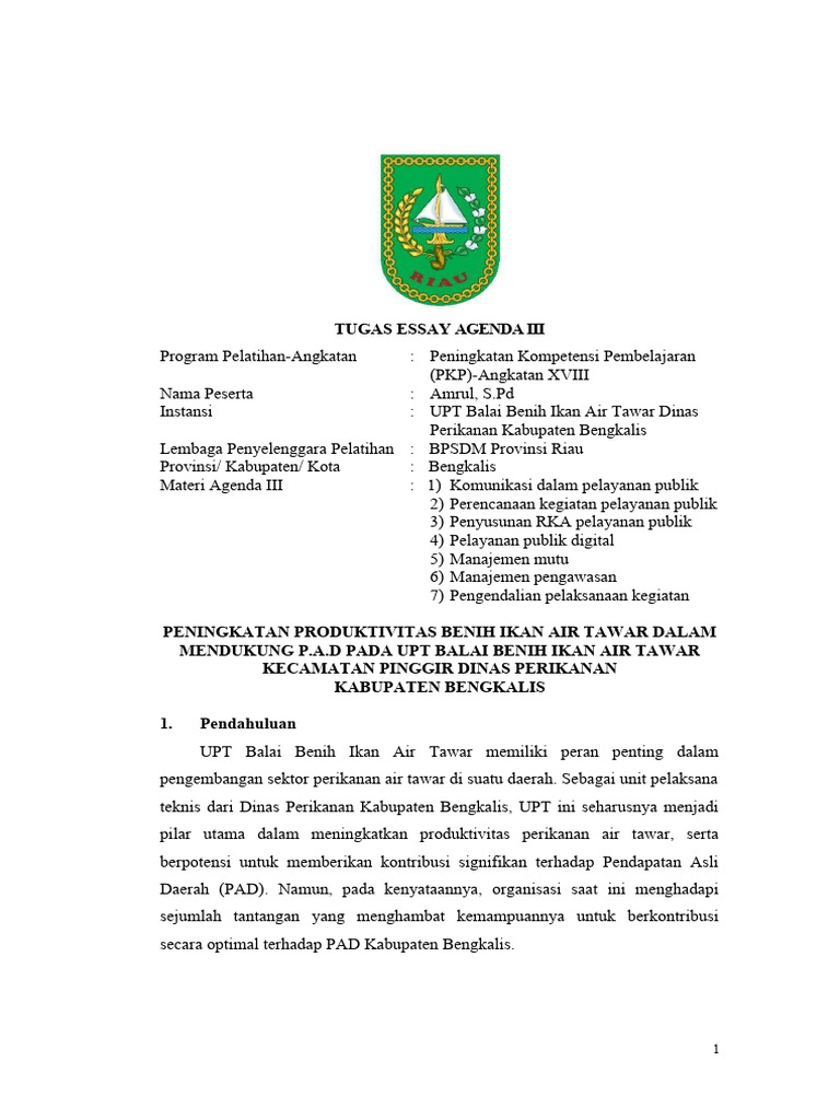TUGAS ESSAY AGENDA III Revisi | PDF