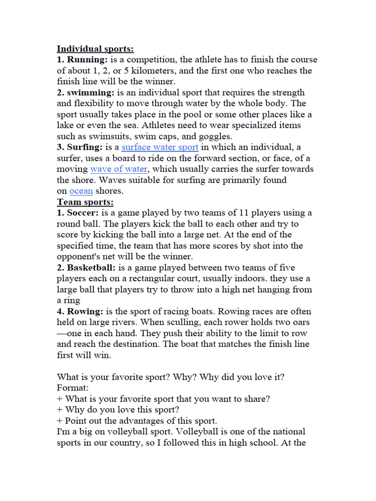 Individual Sports | PDF