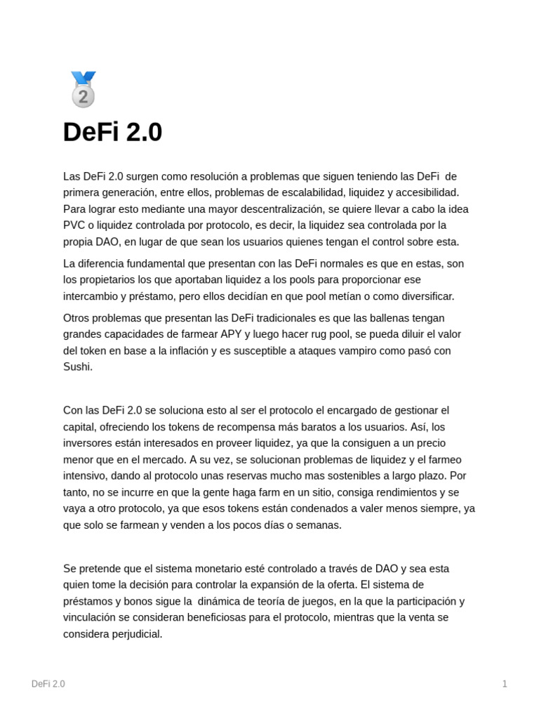 DeFi 2.0 | PDF | Precios | Liquidez de mercado
