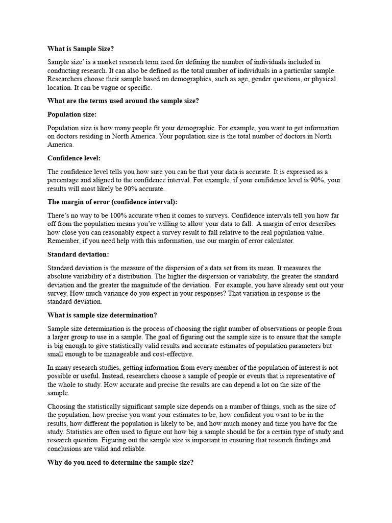Understanding Sample Size in Research | PDF | Sampling (Statistics ...