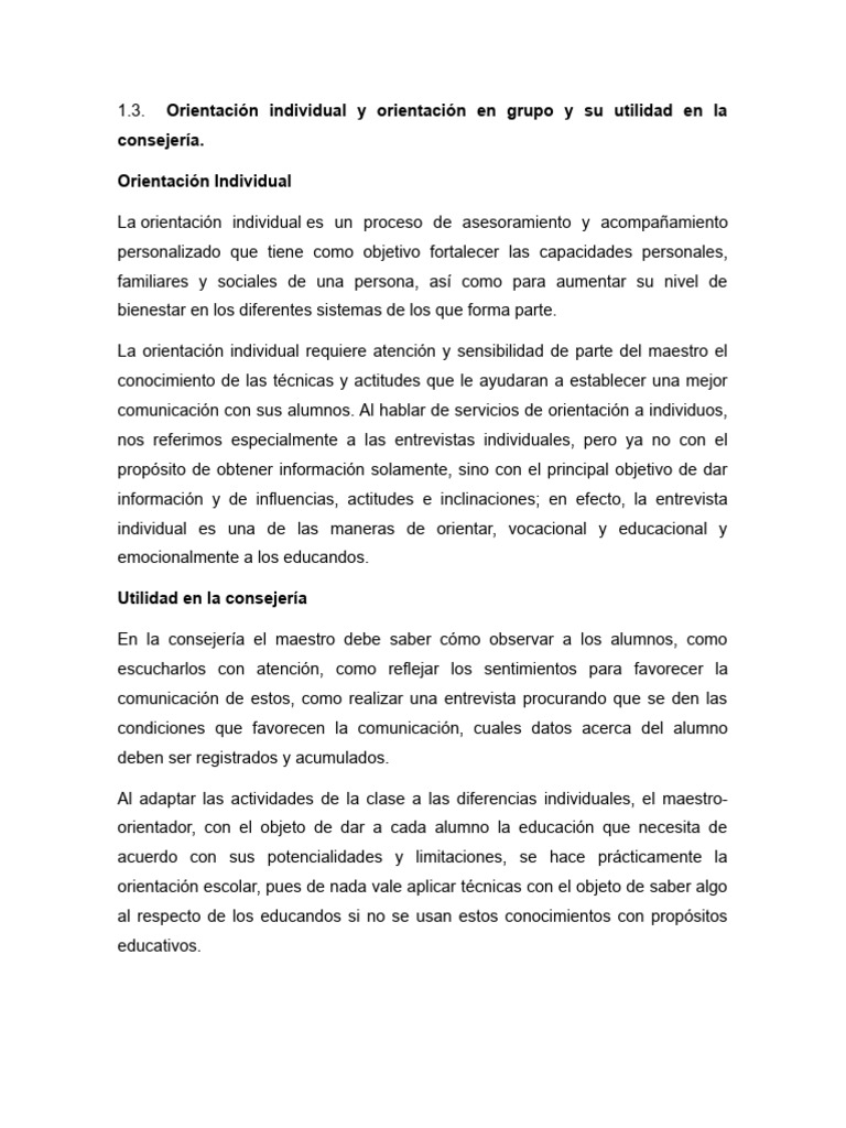 Orientación Individual y Grupal en Consejería | PDF | Comunicación ...