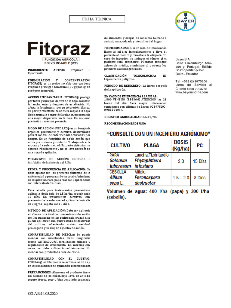 Fitoraz 76 PM Bayer Ficha Tecnica Ecuador | Descargar gratis PDF ...