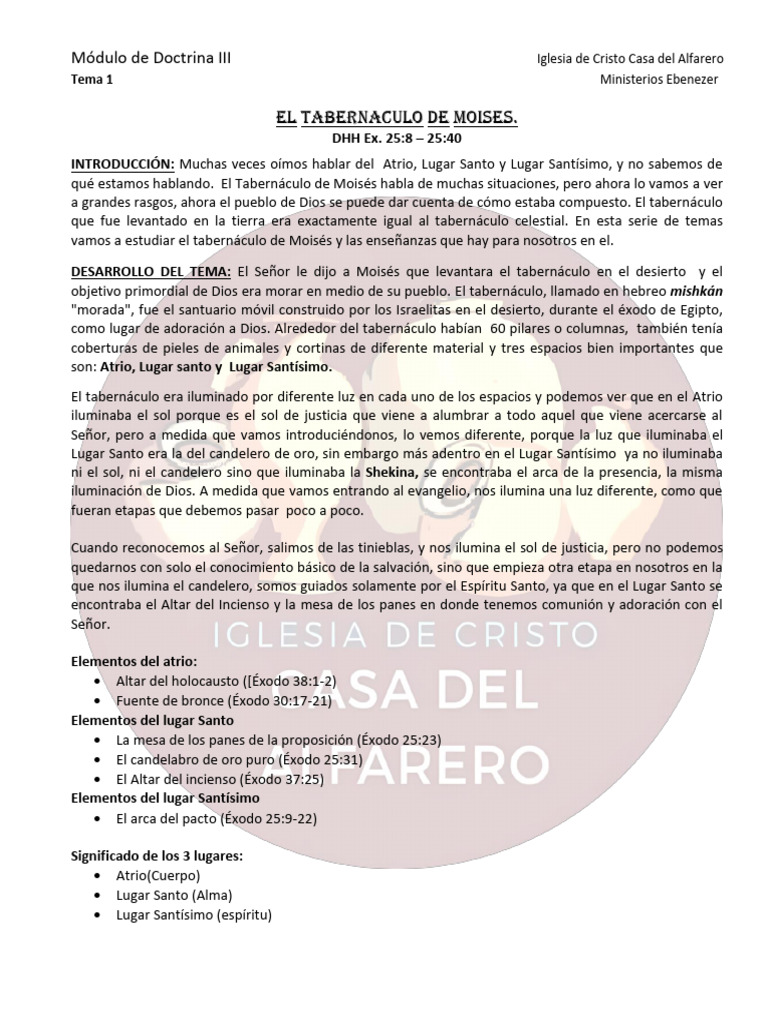 Elementos y Significado del Tabernáculo | PDF | eucaristía | Santo de ...