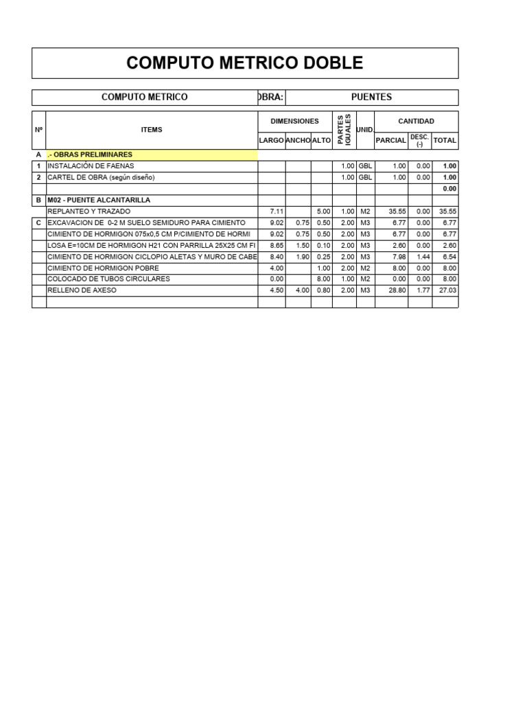 Computo Metrico | PDF | Hormigón | Material compuesto