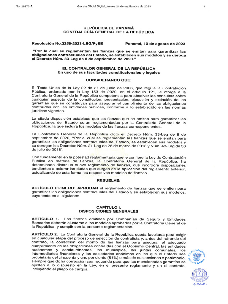 Copanit 39-2023: Gaceta Oficial | PDF