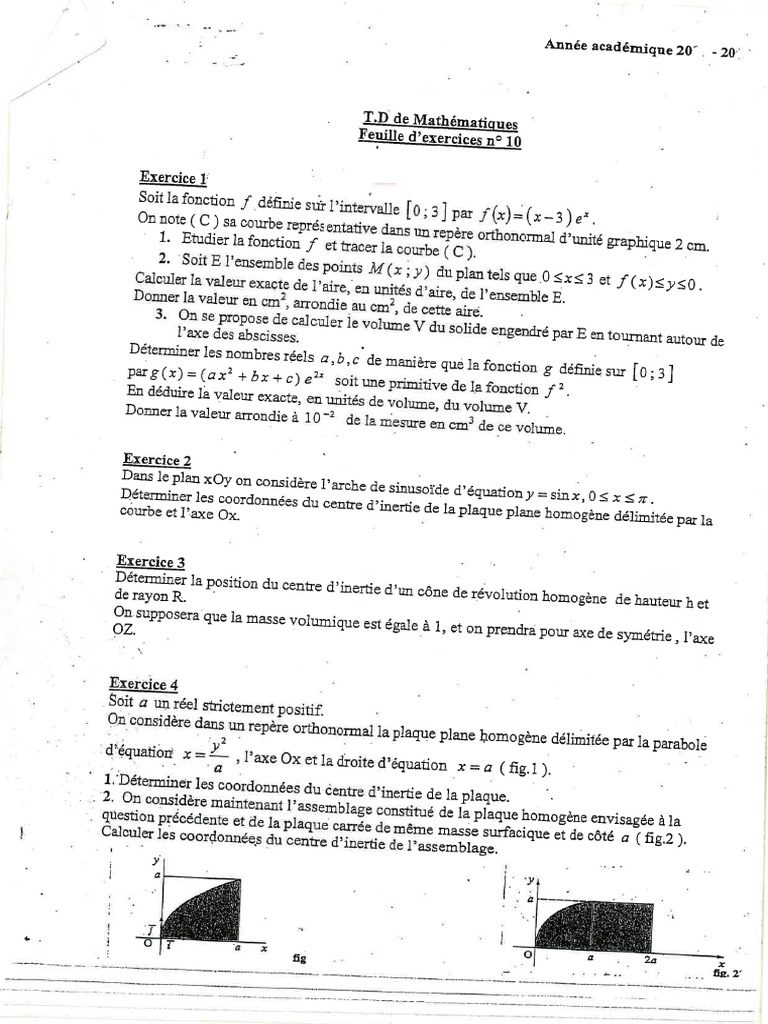 TD Sur Les Applications Du Calcul Integral | PDF