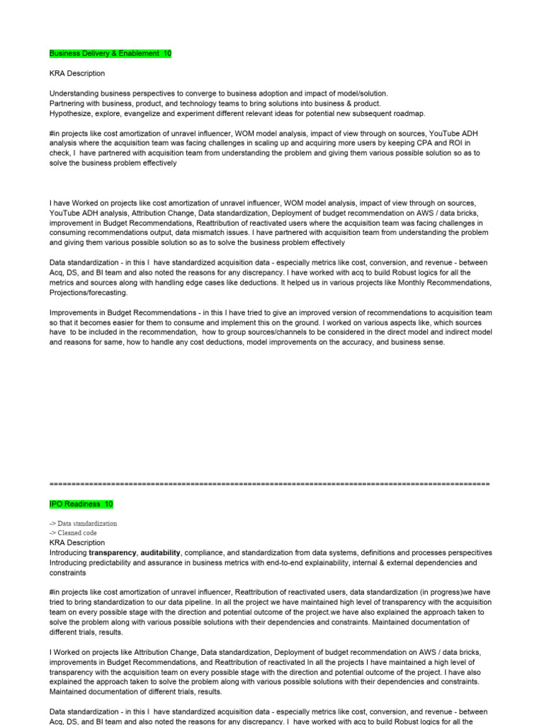My Appraisal 2023 Core Job | PDF | Return On Investment | Innovation