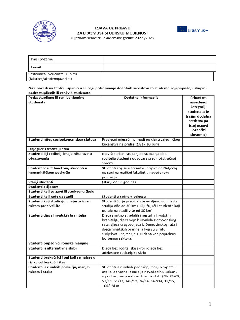Izjava Uz Prijavu - 2 | PDF