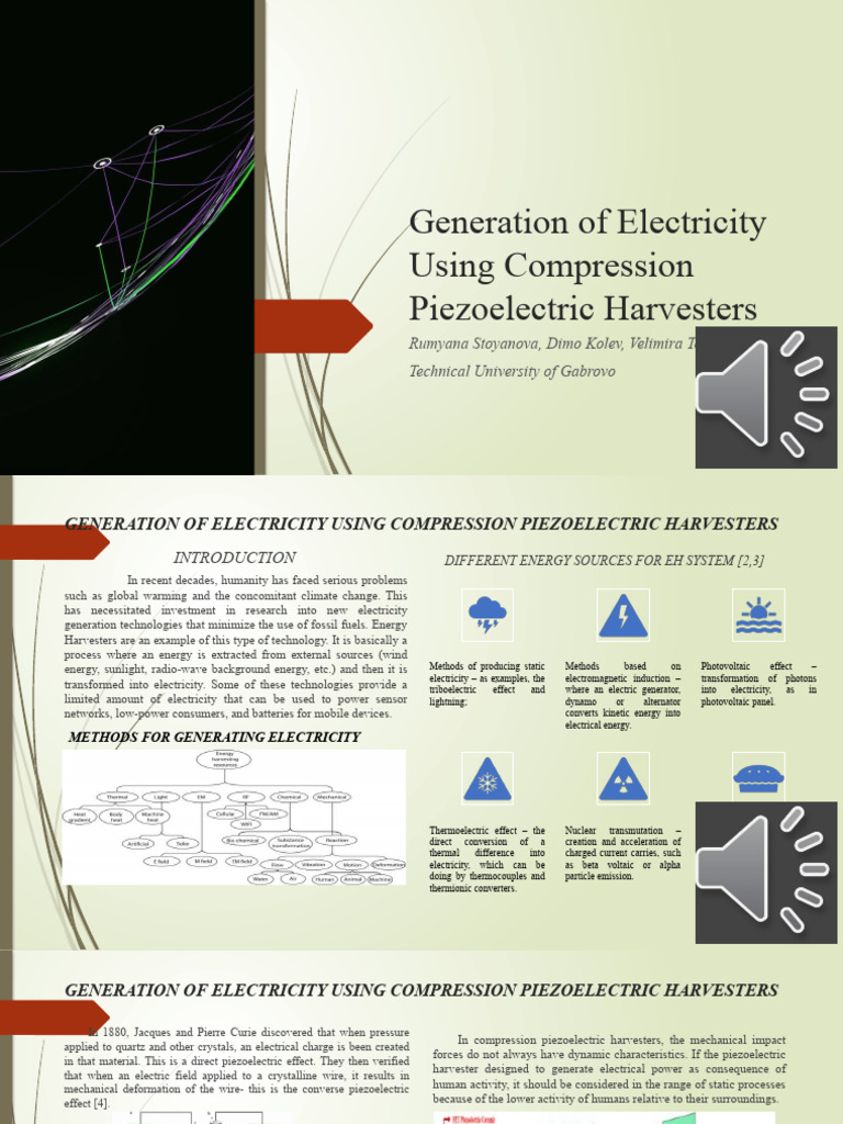 Generation of Electricity Using Compression Piezoelectric Harvesters ... Generation of Electricity Using Compression Piezoelectric Harvesters ...