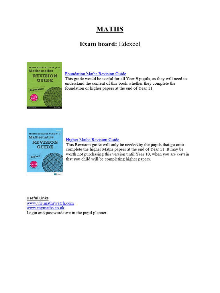 Suggested Revision Guides and Materials | PDF