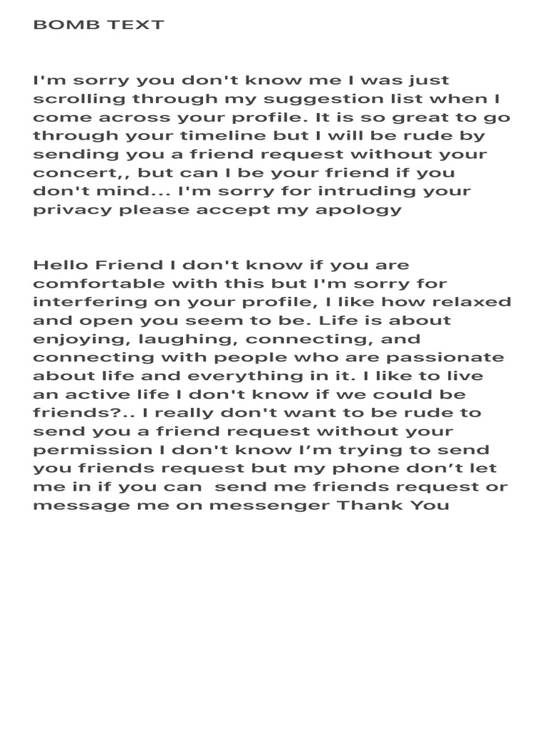Friendly Message Request Template | PDF | Poetry