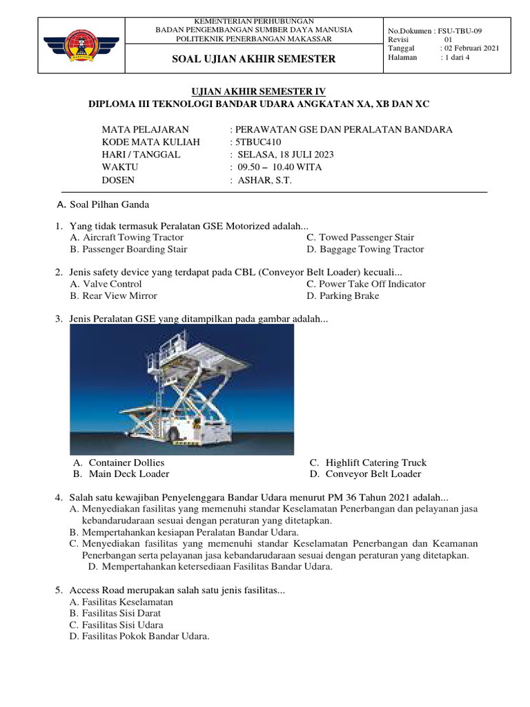 Soal UAS - GSE & Peralatan Bandara New | PDF