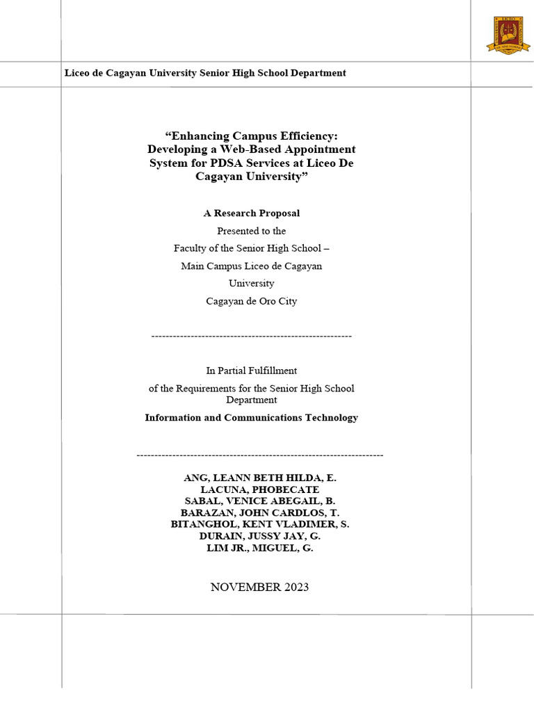Enhancing Campus Efficiency: Developing A Web-Based Appointment System For PDSA Services at ...