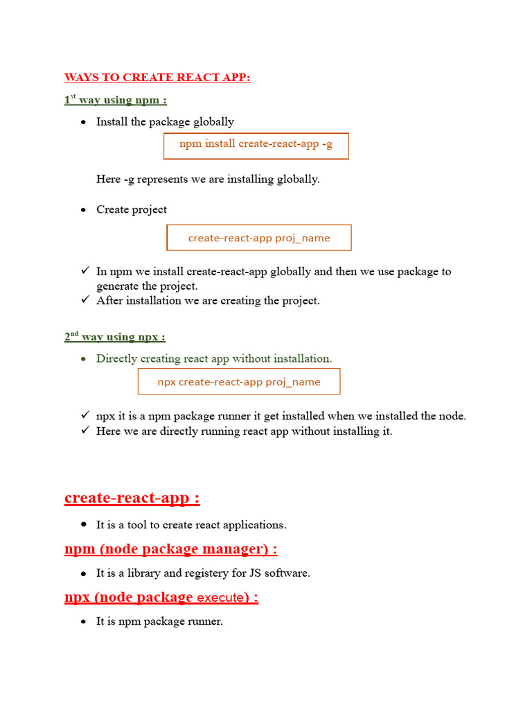 Ways To Create React App | PDF | Installation (Computer Programs) | Application Software